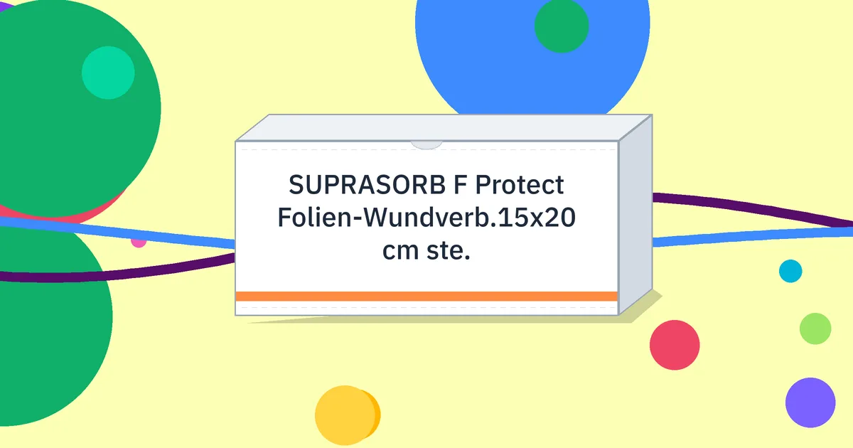 Symbolbild: Packung mit der Aufschrift SUPRASORB F Protect Folien-Wundverb.15x20 cm ste. (PZN 19251147) – Verfügbarkeit und Bezug in Apotheken in Frankfurt am Main
