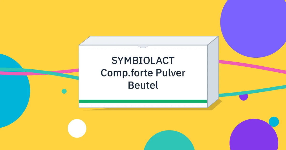 Symbolbild: Packung mit der Aufschrift SYMBIOLACT Comp.forte Pulver Beutel (PZN 20523823) – Verfügbarkeit und Bezug in Apotheken in Frankfurt am Main