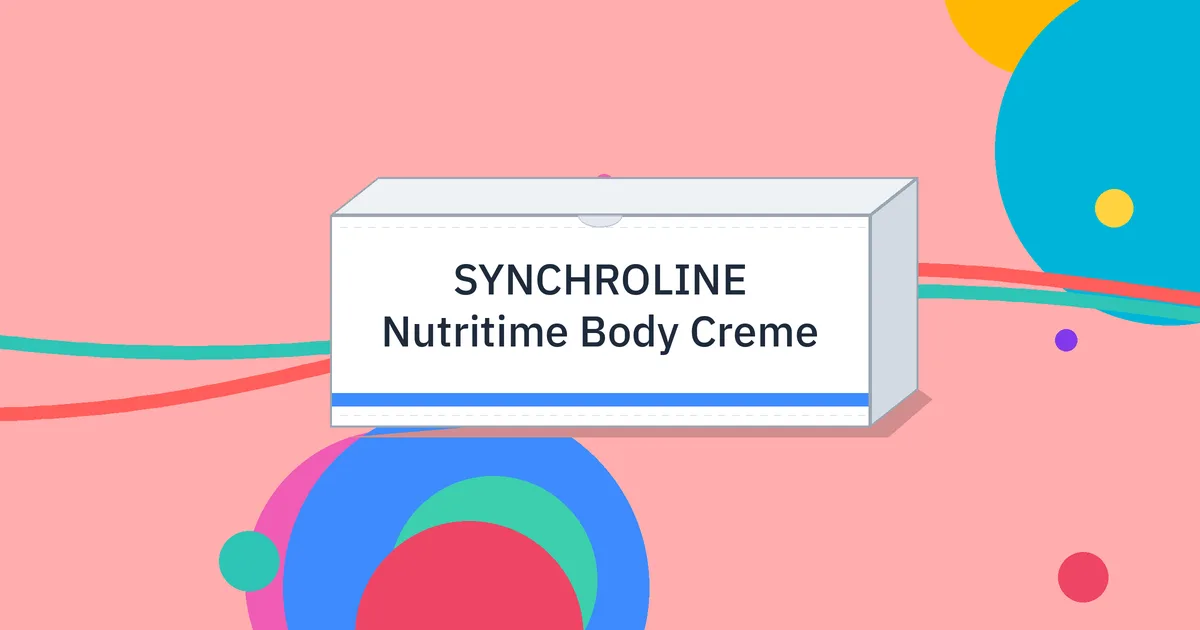 Symbolbild: Packung mit der Aufschrift SYNCHROLINE Nutritime Body Creme (PZN 01686146) – Verfügbarkeit und Bezug in Apotheken in Frankfurt am Main