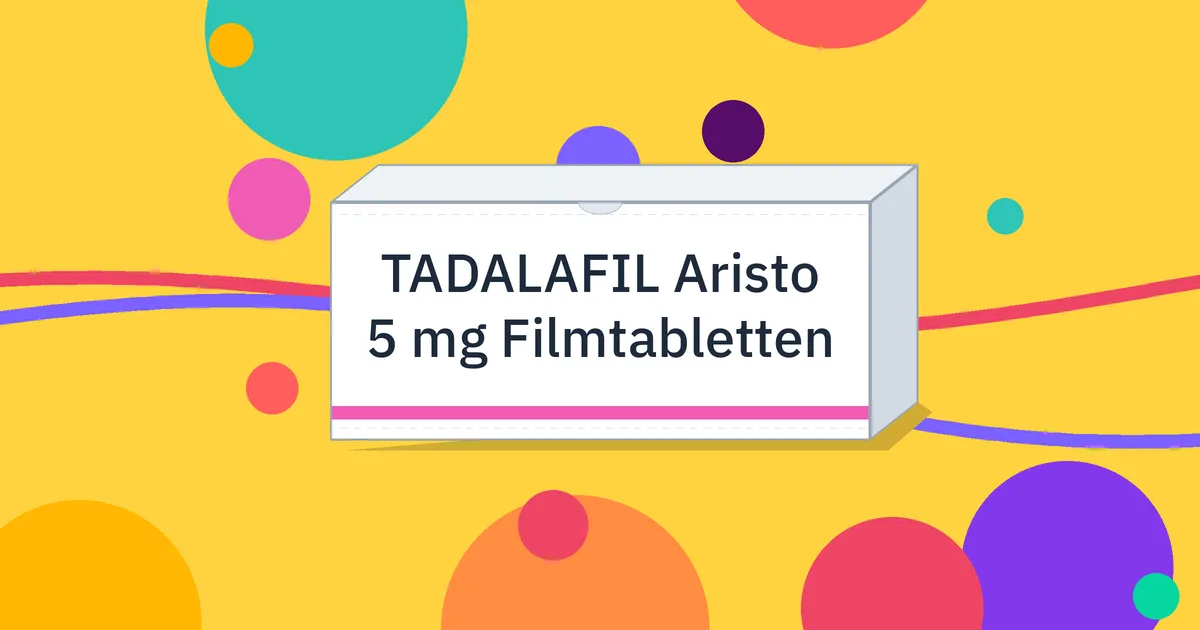 Symbolbild: Packung mit der Aufschrift TADALAFIL Aristo 5 mg Filmtabletten (PZN 13924036) – Verfügbarkeit und Bezug in Apotheken in Frankfurt am Main