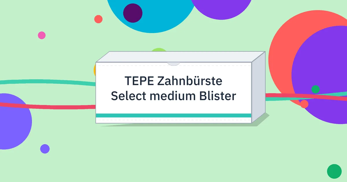 Symbolbild: Packung mit der Aufschrift TEPE Zahnbürste Select medium Blister (PZN 02289157) – Verfügbarkeit und Bezug in Apotheken in Frankfurt am Main