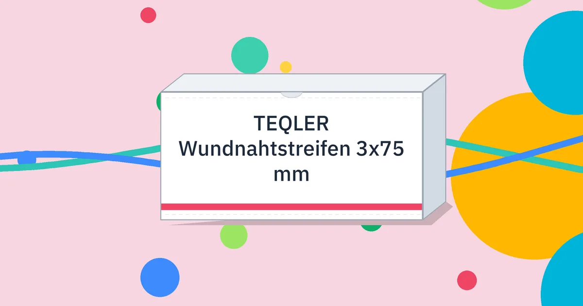 Symbolbild: Packung mit der Aufschrift TEQLER Wundnahtstreifen 3x75 mm (PZN 19066125) – Verfügbarkeit und Bezug in Apotheken in Frankfurt am Main
