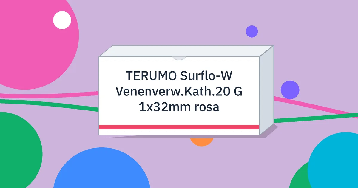 Symbolbild: Packung mit der Aufschrift TERUMO Surflo-W Venenverw.Kath.20 G 1x32mm rosa (PZN 18060847) – Verfügbarkeit und Bezug in Apotheken in Frankfurt am Main