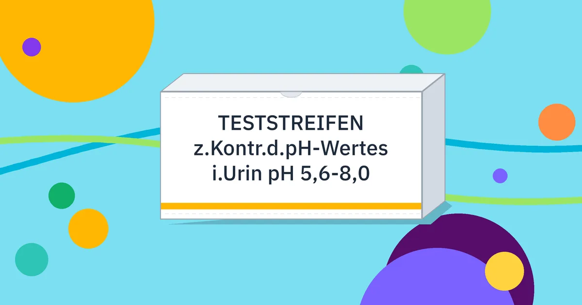 Symbolbild: Packung mit der Aufschrift TESTSTREIFEN z.Kontr.d.pH-Wertes i.Urin pH 5,6-8,0 (PZN 19858731) – Verfügbarkeit und Bezug in Apotheken in Frankfurt am Main