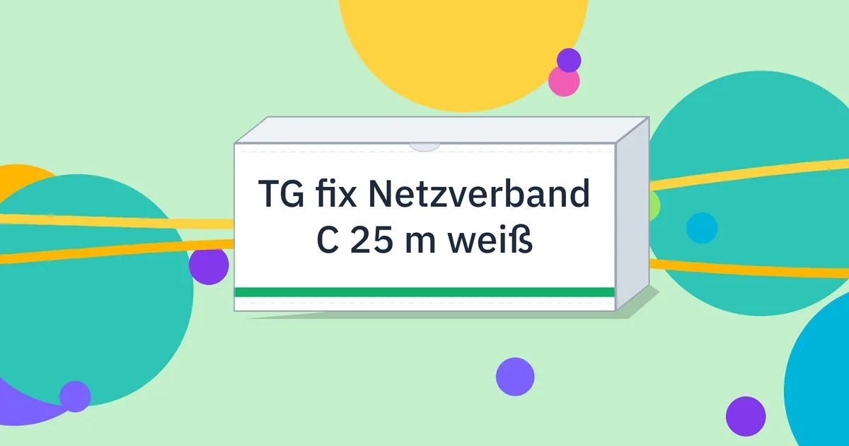 Symbolbild: Packung mit der Aufschrift TG fix Netzverband C 25 m weiß (PZN 00537355) – Verfügbarkeit und Bezug in Apotheken in Frankfurt am Main