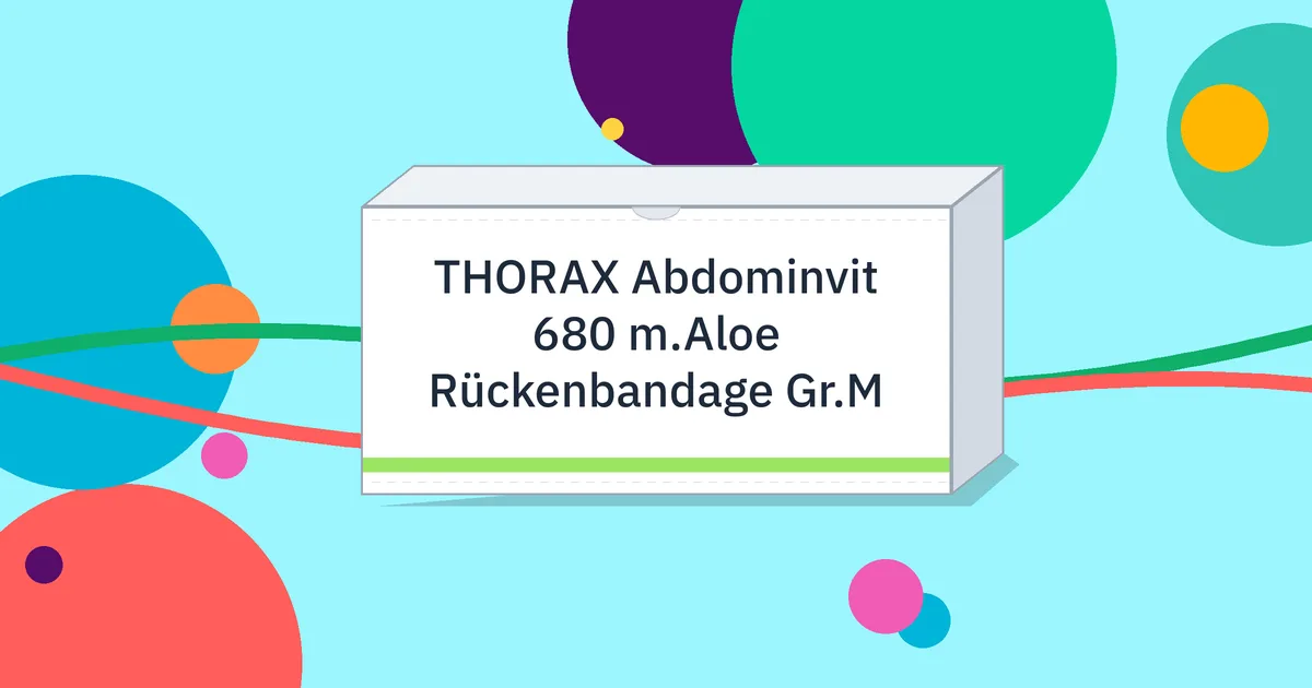 Symbolbild: Packung mit der Aufschrift THORAX Abdominvit 680 m.Aloe Rückenbandage Gr.M (PZN 09403805) – Verfügbarkeit und Bezug in Apotheken in Frankfurt am Main
