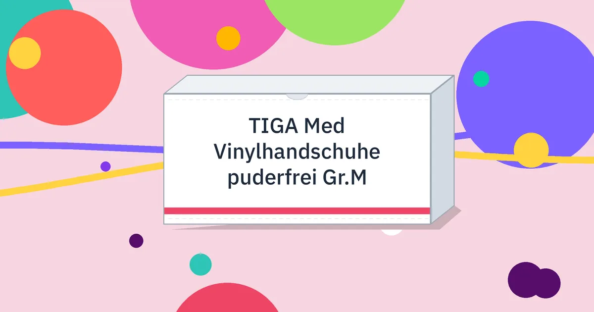 Symbolbild: Packung mit der Aufschrift TIGA Med Vinylhandschuhe puderfrei Gr.M (PZN 06839548) – Verfügbarkeit und Bezug in Apotheken in Frankfurt am Main