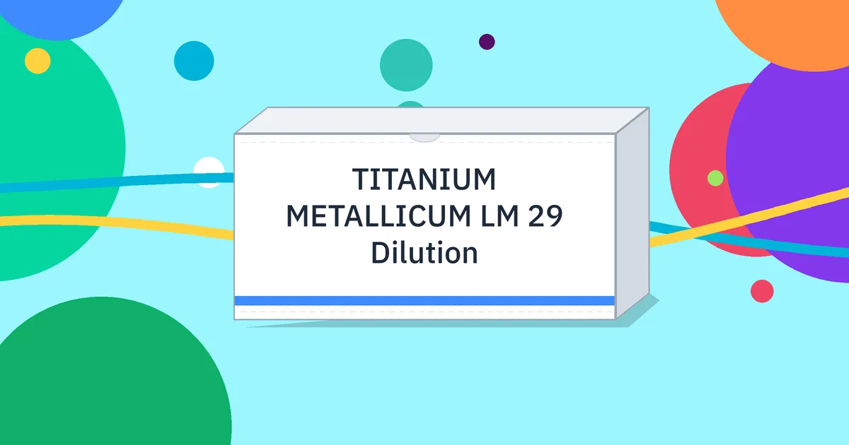 Symbolbild: Packung mit der Aufschrift TITANIUM METALLICUM LM 29 Dilution (PZN 13224534) – Verfügbarkeit und Bezug in Apotheken in Frankfurt am Main