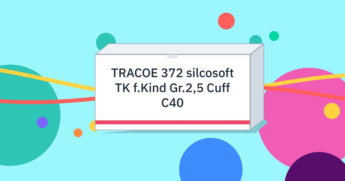 Symbolbild: Packung mit der Aufschrift TRACOE 372 silcosoft TK f.Kind Gr.2,5 Cuff C40 (PZN 14315888) – Verfügbarkeit und Bezug in Apotheken in Frankfurt am Main