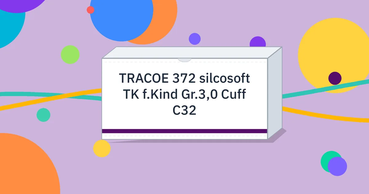Symbolbild: Packung mit der Aufschrift TRACOE 372 silcosoft TK f.Kind Gr.3,0 Cuff C32 (PZN 14315977) – Verfügbarkeit und Bezug in Apotheken in Frankfurt am Main
