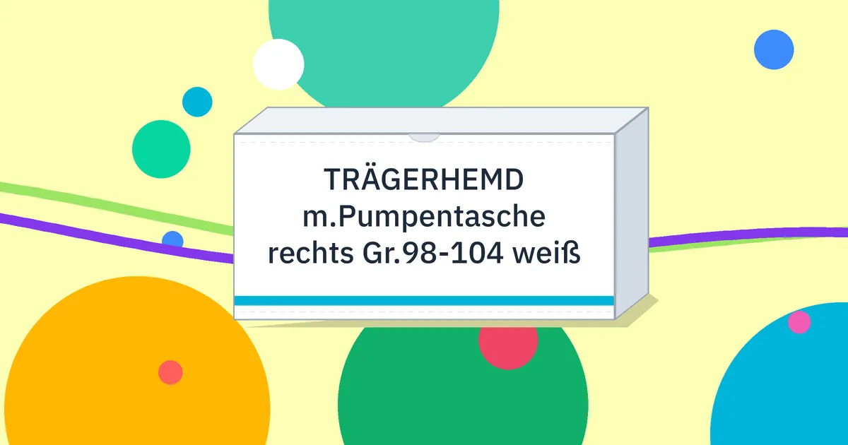 Symbolbild: Packung mit der Aufschrift TRÄGERHEMD m.Pumpentasche rechts Gr.98-104 weiß (PZN 17552643) – Verfügbarkeit und Bezug in Apotheken in Frankfurt am Main