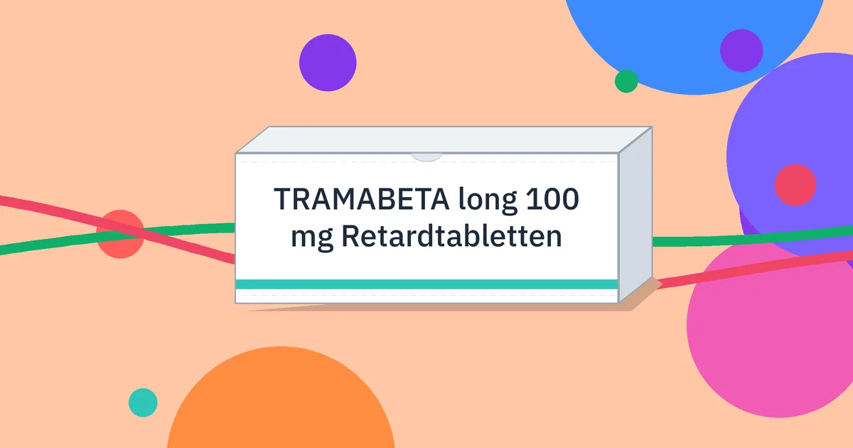 Symbolbild: Packung mit der Aufschrift TRAMABETA long 100 mg Retardtabletten (PZN 01313468) – Verfügbarkeit und Bezug in Apotheken in Frankfurt am Main