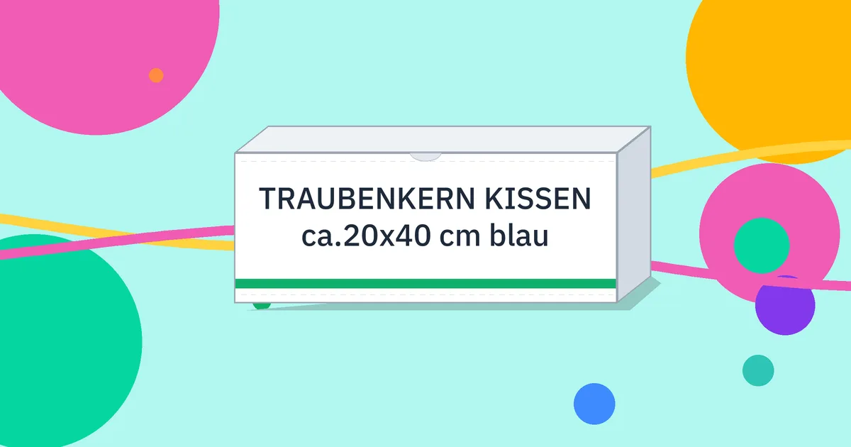 Symbolbild: Packung mit der Aufschrift TRAUBENKERN KISSEN ca.20x40 cm blau (PZN 16619730) – Verfügbarkeit und Bezug in Apotheken in Frankfurt am Main