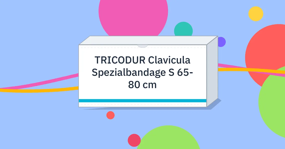Symbolbild: Packung mit der Aufschrift TRICODUR Clavicula Spezialbandage S 65-80 cm (PZN 03486256) – Verfügbarkeit und Bezug in Apotheken in Frankfurt am Main