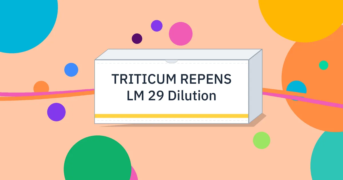 Symbolbild: Packung mit der Aufschrift TRITICUM REPENS LM 29 Dilution (PZN 13251821) – Verfügbarkeit und Bezug in Apotheken in Frankfurt am Main
