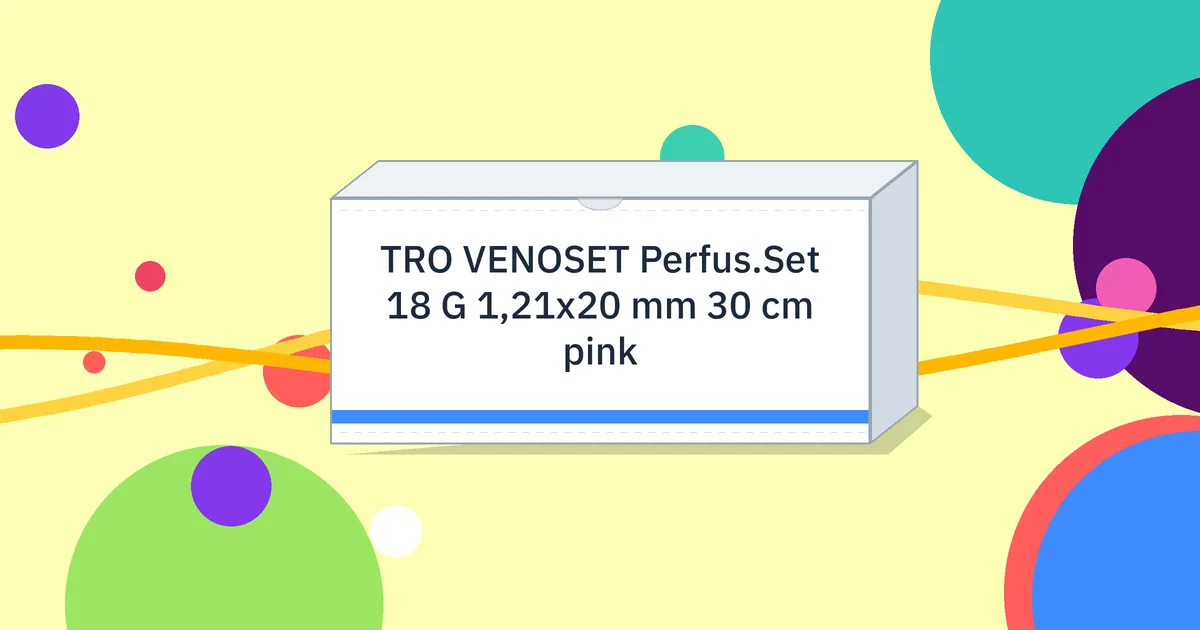 Symbolbild: Packung mit der Aufschrift TRO VENOSET Perfus.Set 18 G 1,21x20 mm 30 cm pink (PZN 12365853) – Verfügbarkeit und Bezug in Apotheken in Frankfurt am Main