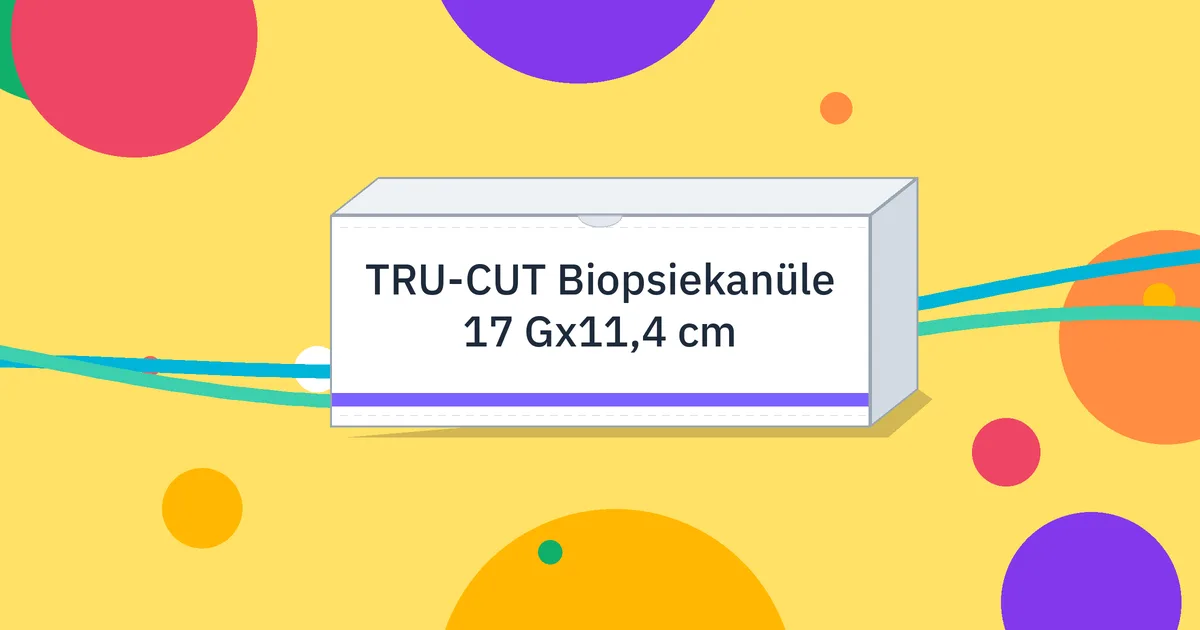 Symbolbild: Packung mit der Aufschrift TRU-CUT Biopsiekanüle 17 Gx11,4 cm (PZN 00284865) – Verfügbarkeit und Bezug in Apotheken in Frankfurt am Main