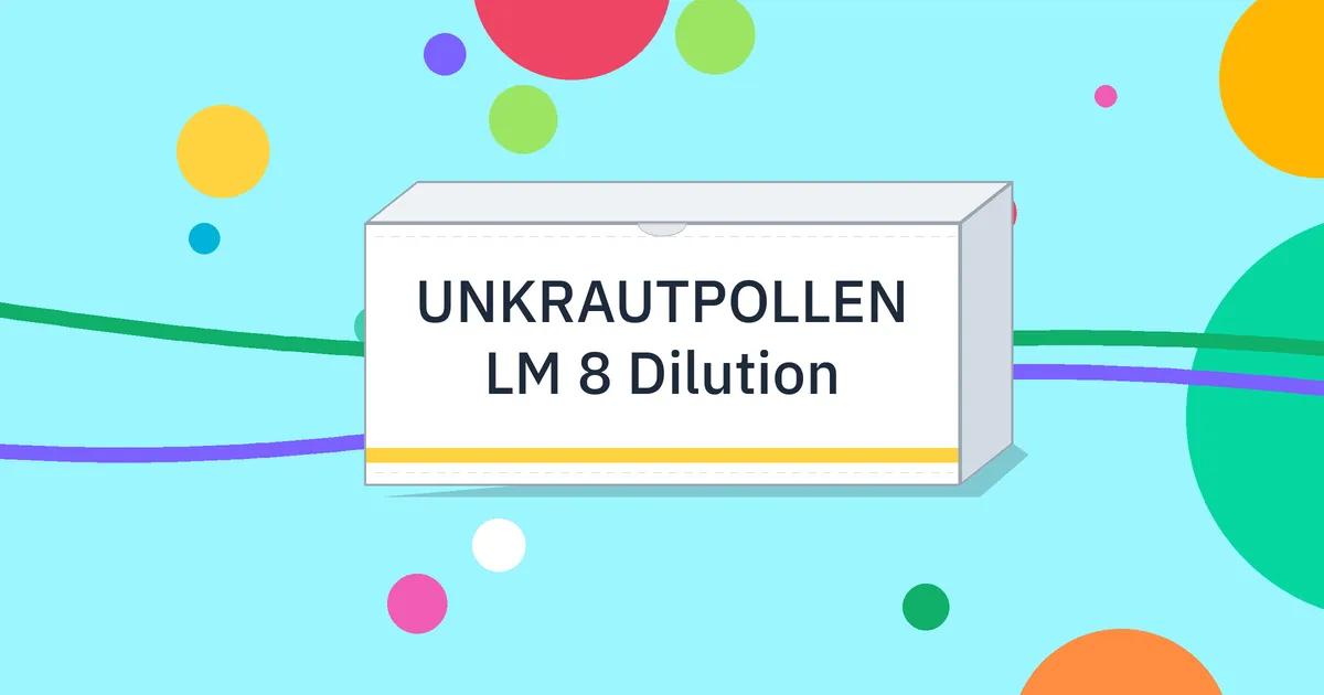 Symbolbild: Packung mit der Aufschrift UNKRAUTPOLLEN LM 8 Dilution (PZN 13255730) – Verfügbarkeit und Bezug in Apotheken in Frankfurt am Main