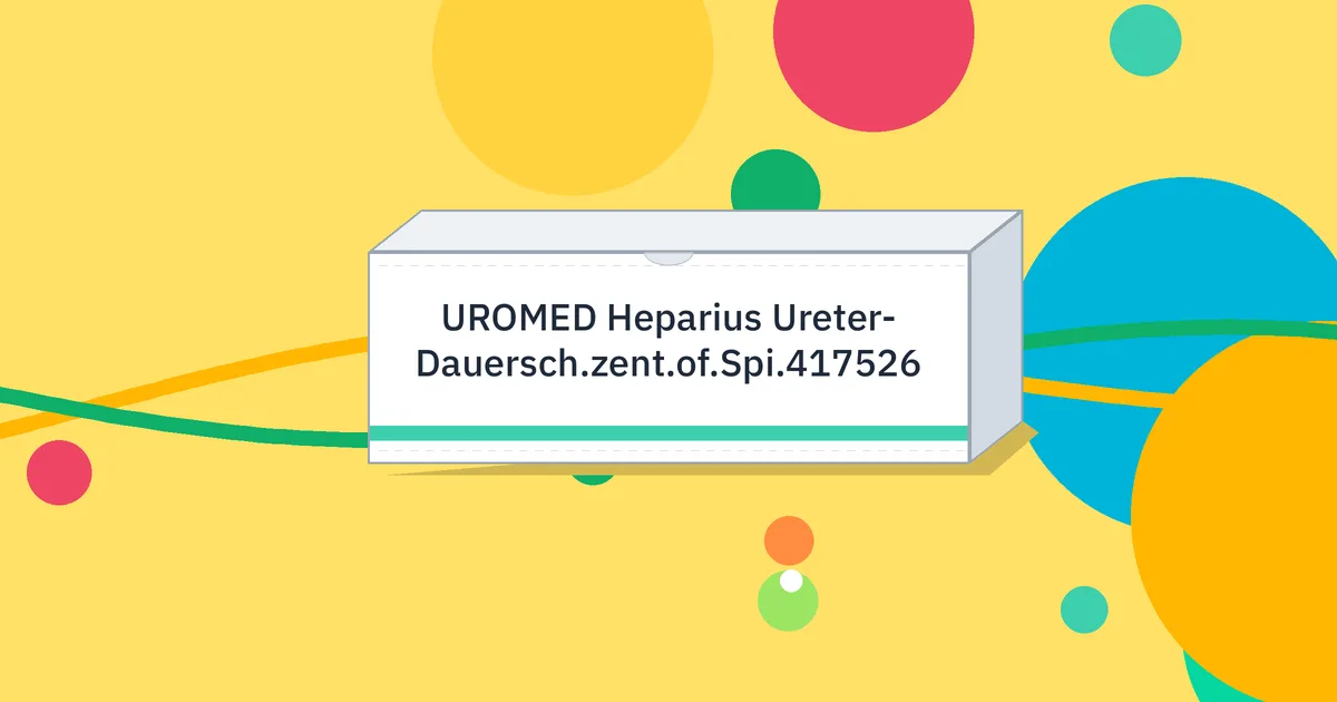 Symbolbild: Packung mit der Aufschrift UROMED Heparius Ureter-Dauersch.zent.of.Spi.417526 (PZN 11370740) – Verfügbarkeit und Bezug in Apotheken in Frankfurt am Main