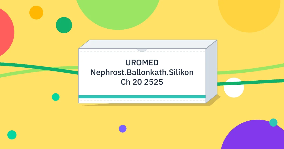 Symbolbild: Packung mit der Aufschrift UROMED Nephrost.Ballonkath.Silikon Ch 20 2525 (PZN 03281117) – Verfügbarkeit und Bezug in Apotheken in Frankfurt am Main