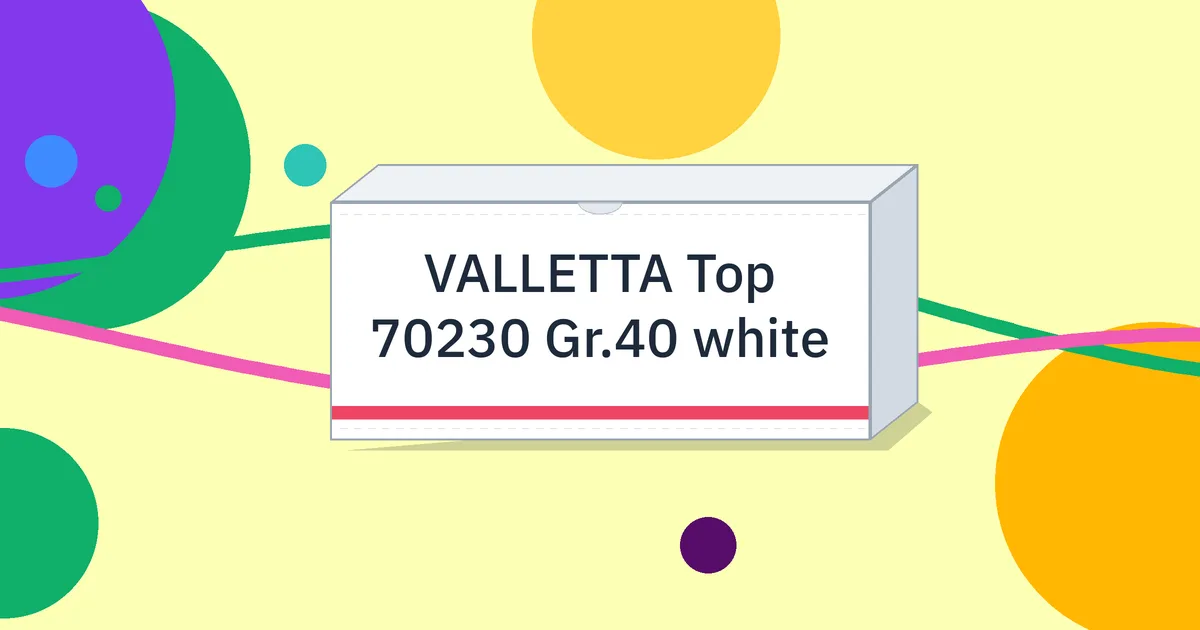 Symbolbild: Packung mit der Aufschrift VALLETTA Top 70230 Gr.40 white (PZN 19182392) – Verfügbarkeit und Bezug in Apotheken in Frankfurt am Main