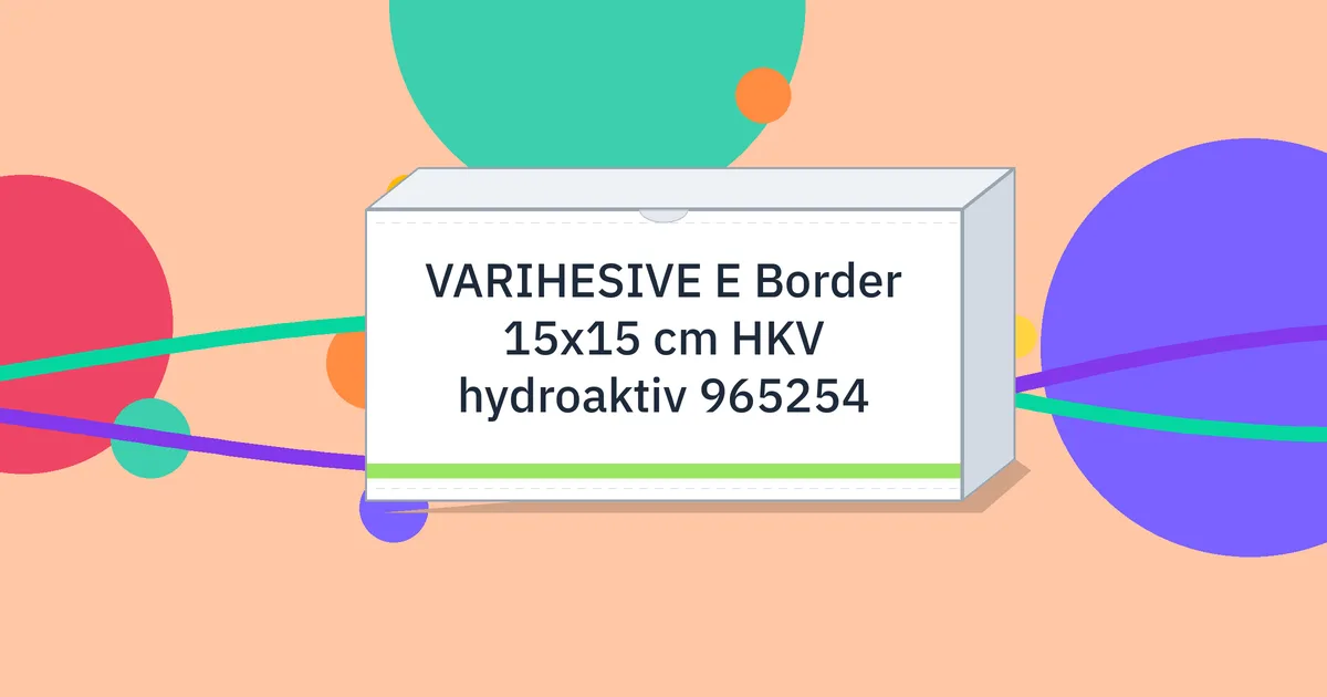 Symbolbild: Packung mit der Aufschrift VARIHESIVE E Border 15x15 cm HKV hydroaktiv 965254 (PZN 01547367) – Verfügbarkeit und Bezug in Apotheken in Frankfurt am Main