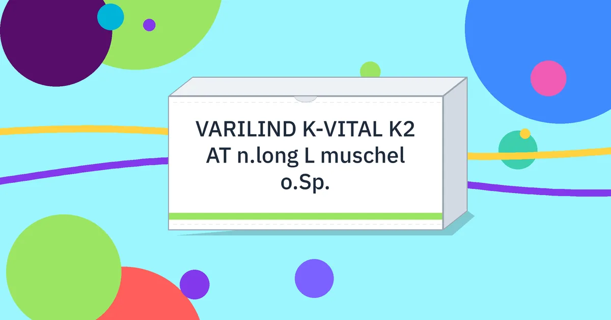 Symbolbild: Packung mit der Aufschrift VARILIND K-VITAL K2 AT n.long L muschel o.Sp. (PZN 20562527) – Verfügbarkeit und Bezug in Apotheken in Frankfurt am Main