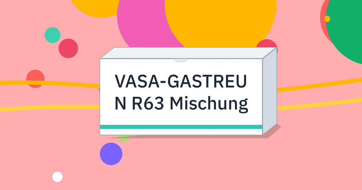 Symbolbild: Packung mit der Aufschrift VASA-GASTREU N R63 Mischung (PZN 04852295) – Verfügbarkeit und Bezug in Apotheken in Frankfurt am Main