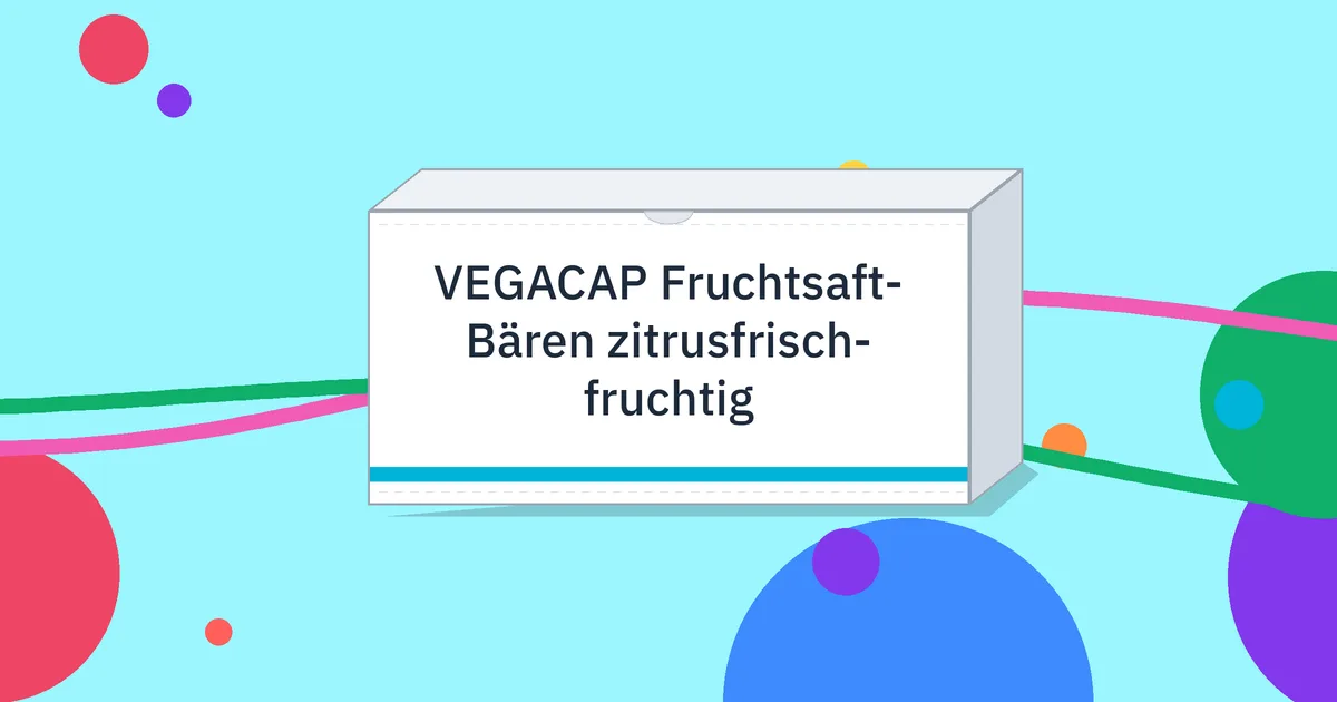 Symbolbild: Packung mit der Aufschrift VEGACAP Fruchtsaft-Bären zitrusfrisch-fruchtig (PZN 10300111) – Verfügbarkeit und Bezug in Apotheken in Frankfurt am Main