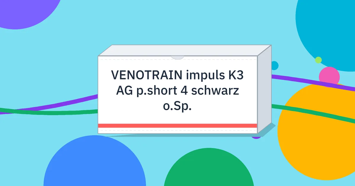 Symbolbild: Packung mit der Aufschrift VENOTRAIN impuls K3 AG p.short 4 schwarz o.Sp. (PZN 00504574) – Verfügbarkeit und Bezug in Apotheken in Frankfurt am Main