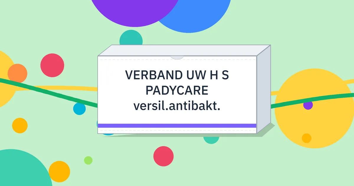 Symbolbild: Packung mit der Aufschrift VERBAND UW H S PADYCARE versil.antibakt. (PZN 10939327) – Verfügbarkeit und Bezug in Apotheken in Frankfurt am Main
