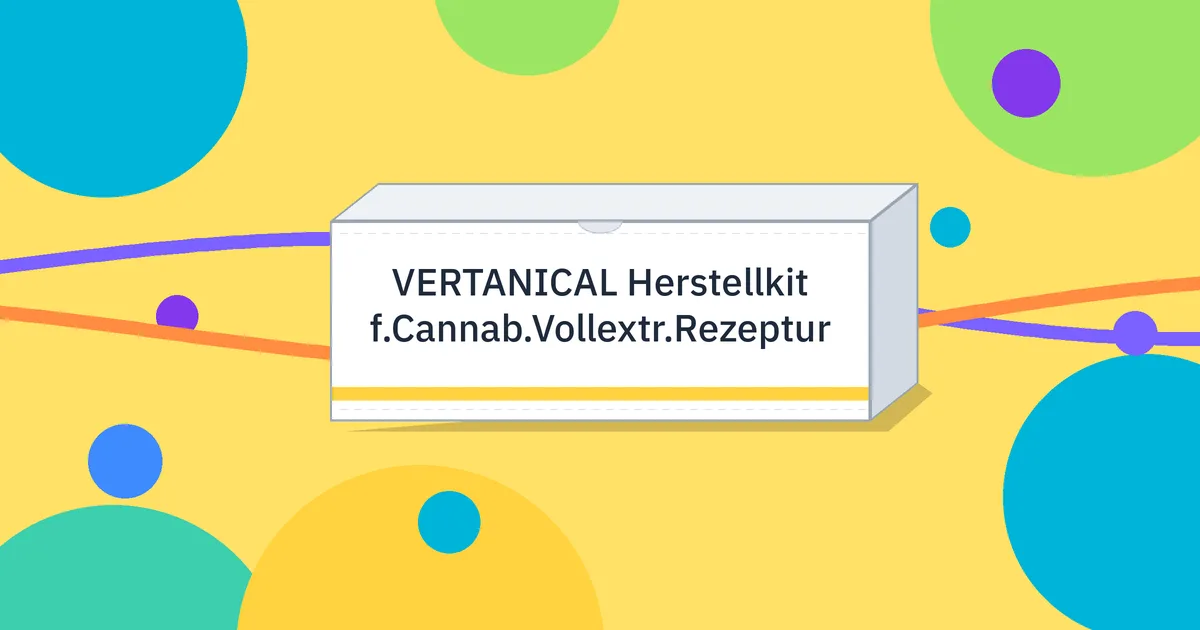 Symbolbild: Packung mit der Aufschrift VERTANICAL Herstellkit f.Cannab.Vollextr.Rezeptur (PZN 15876554) – Verfügbarkeit und Bezug in Apotheken in Frankfurt am Main