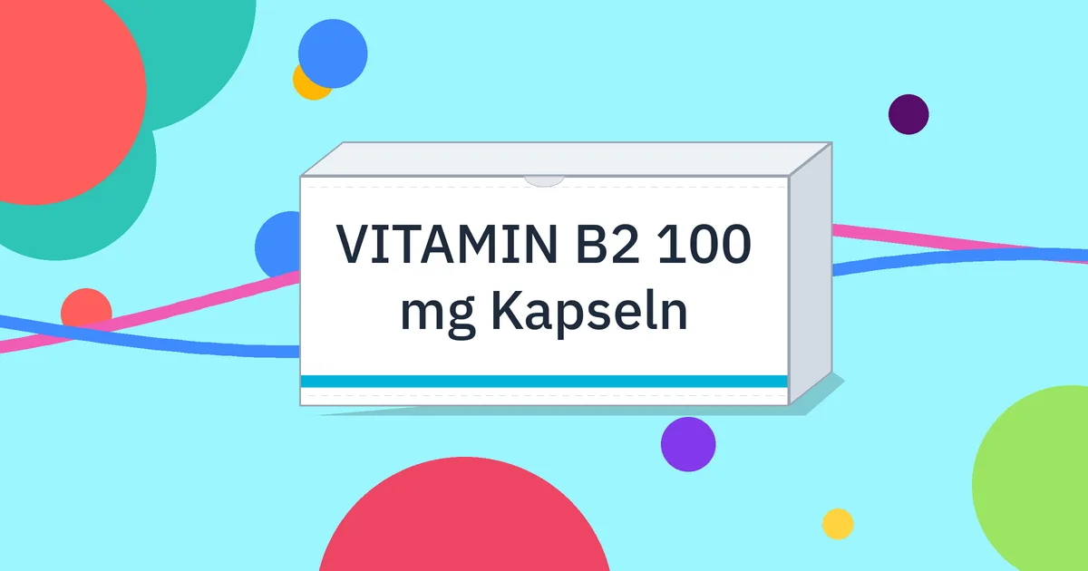 Symbolbild: Packung mit der Aufschrift VITAMIN B2 100 mg Kapseln (PZN 11578564) – Verfügbarkeit und Bezug in Apotheken in Frankfurt am Main