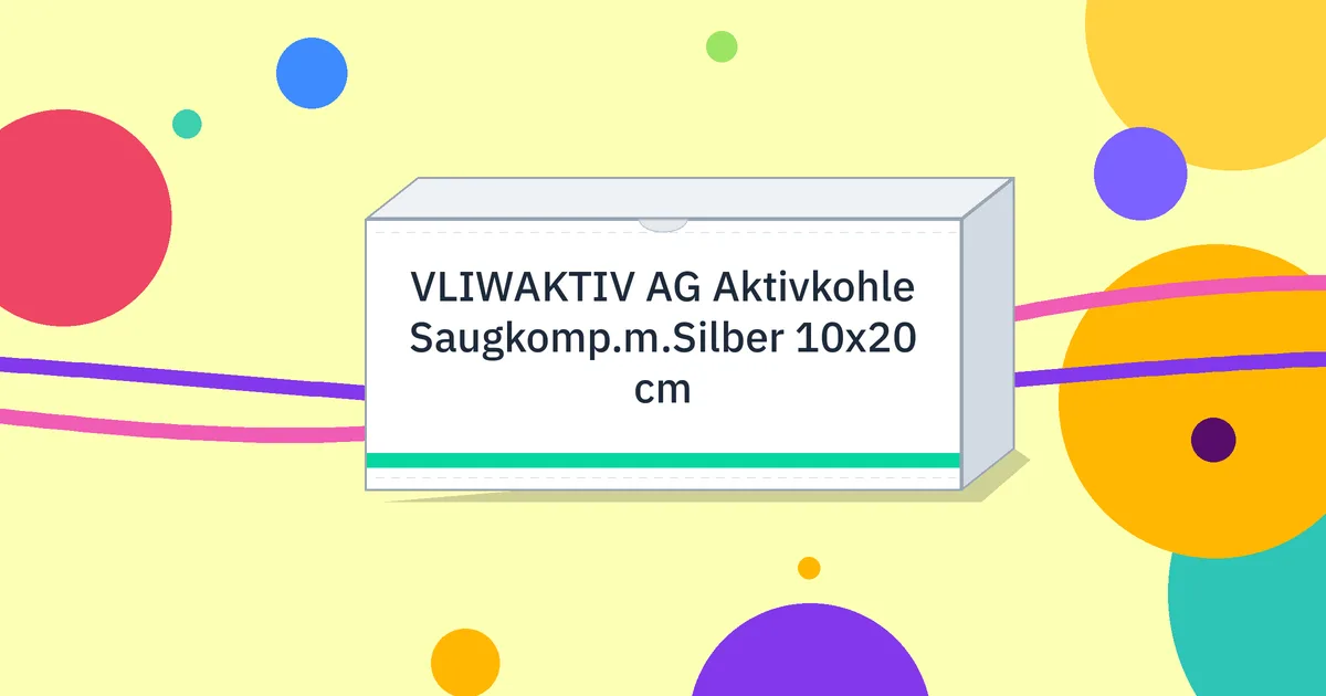 Symbolbild: Packung mit der Aufschrift VLIWAKTIV AG Aktivkohle Saugkomp.m.Silber 10x20 cm (PZN 13582759) – Verfügbarkeit und Bezug in Apotheken in Frankfurt am Main