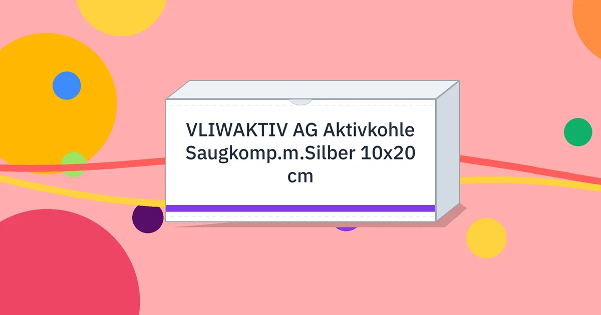 Symbolbild: Packung mit der Aufschrift VLIWAKTIV AG Aktivkohle Saugkomp.m.Silber 10x20 cm (PZN 16123727) – Verfügbarkeit und Bezug in Apotheken in Frankfurt am Main