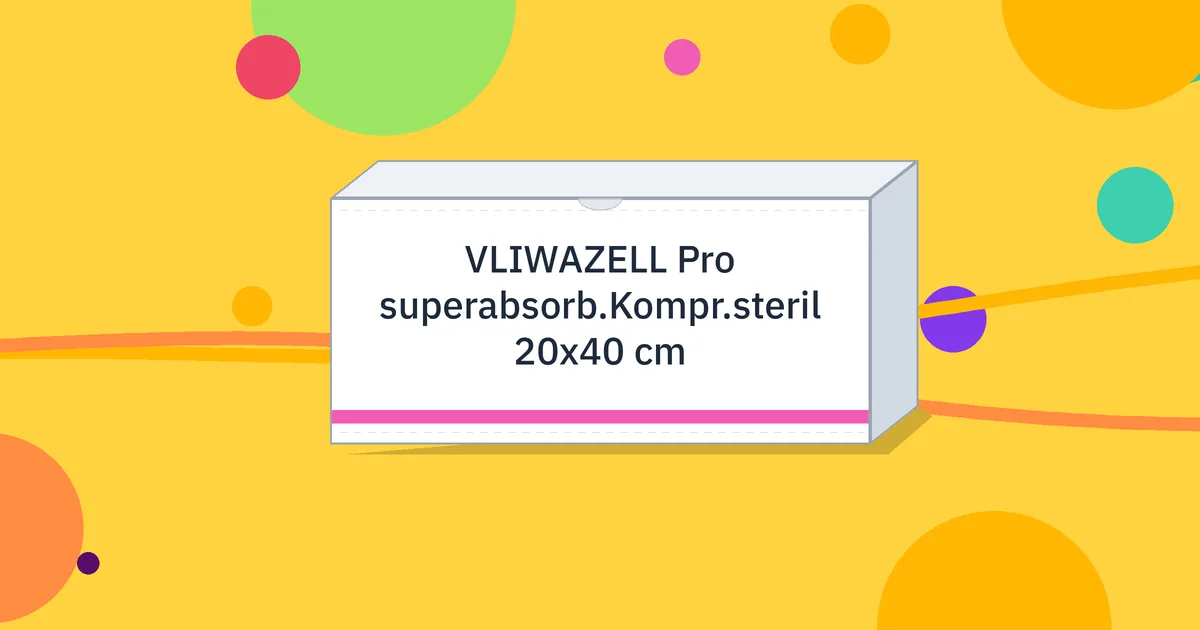Symbolbild: Packung mit der Aufschrift VLIWAZELL Pro superabsorb.Kompr.steril 20x40 cm (PZN 17270867) – Verfügbarkeit und Bezug in Apotheken in Frankfurt am Main