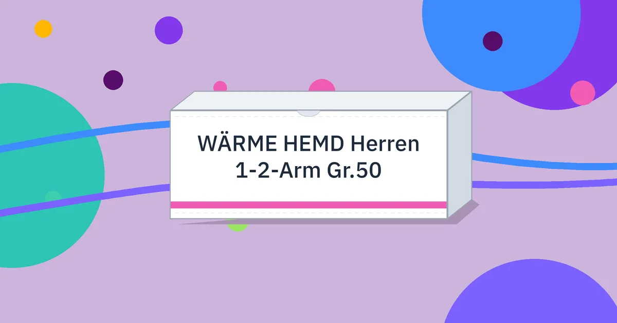 Symbolbild: Packung mit der Aufschrift WÄRME HEMD Herren 1-2-Arm Gr.50 (PZN 02445835) – Verfügbarkeit und Bezug in Apotheken in Frankfurt am Main