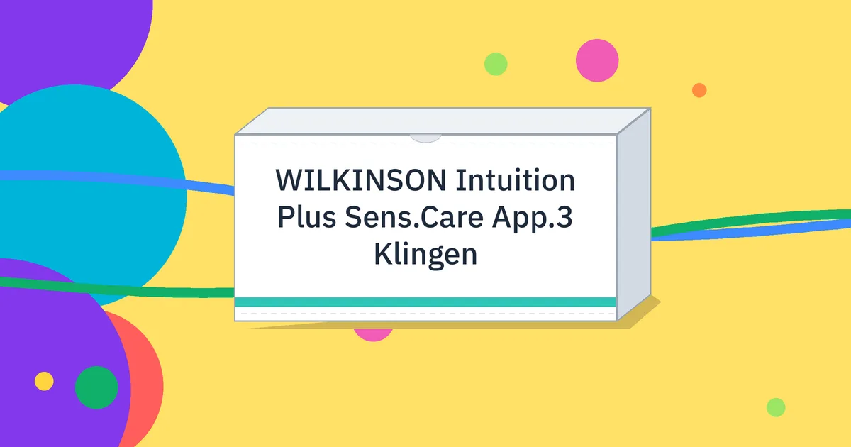 Symbolbild: Packung mit der Aufschrift WILKINSON Intuition Plus Sens.Care App.3 Klingen (PZN 02336862) – Verfügbarkeit und Bezug in Apotheken in Frankfurt am Main