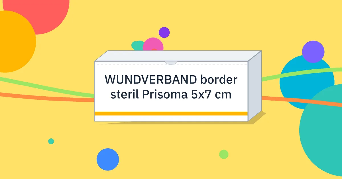 Symbolbild: Packung mit der Aufschrift WUNDVERBAND border steril Prisoma 5x7 cm (PZN 19697050) – Verfügbarkeit und Bezug in Apotheken in Frankfurt am Main
