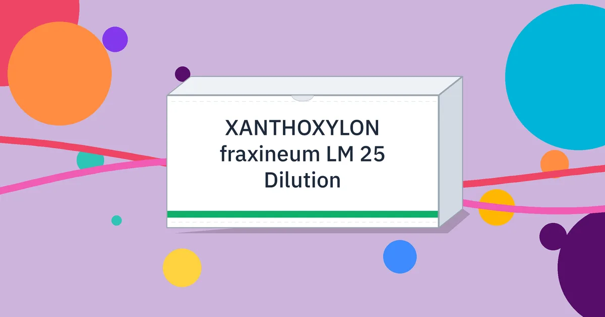 Symbolbild: Packung mit der Aufschrift XANTHOXYLON fraxineum LM 25 Dilution (PZN 13784523) – Verfügbarkeit und Bezug in Apotheken in Frankfurt am Main