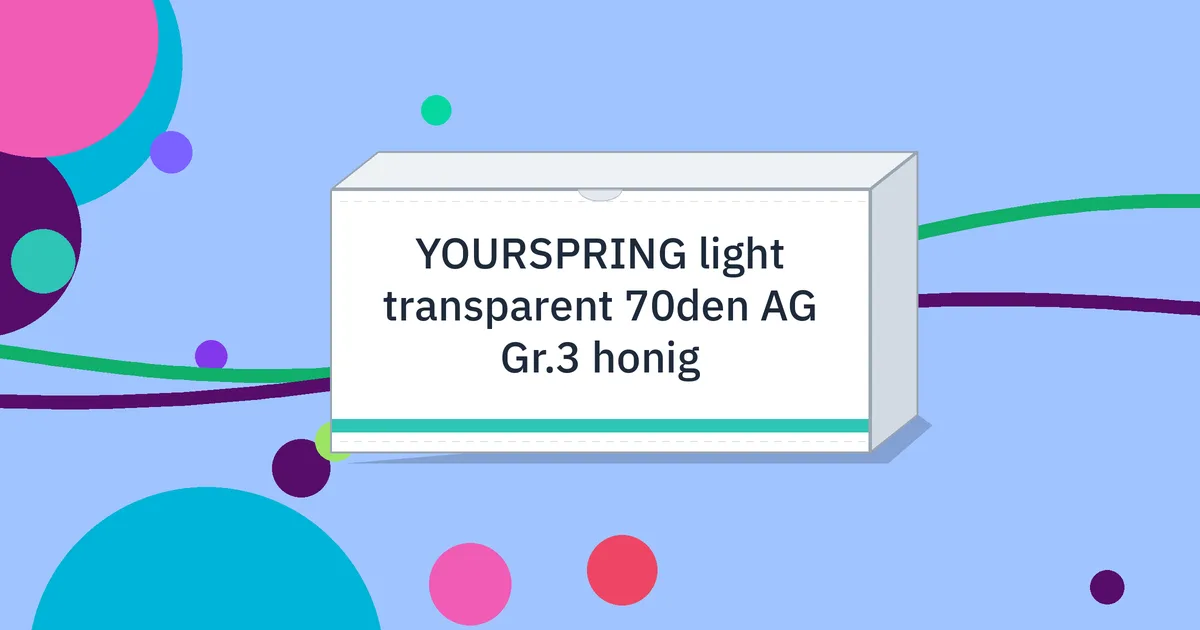Symbolbild: Packung mit der Aufschrift YOURSPRING light transparent 70den AG Gr.3 honig (PZN 18056260) – Verfügbarkeit und Bezug in Apotheken in Frankfurt am Main