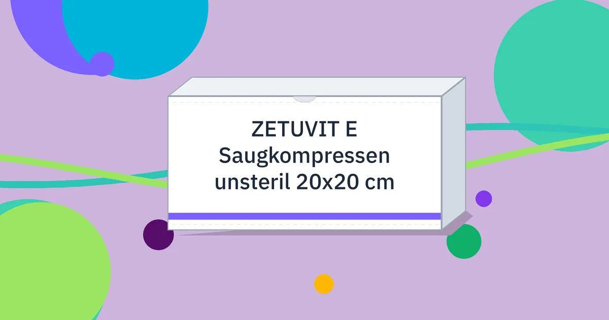 Symbolbild: Packung mit der Aufschrift ZETUVIT E Saugkompressen unsteril 20x20 cm (PZN 18736894) – Verfügbarkeit und Bezug in Apotheken in Frankfurt am Main
