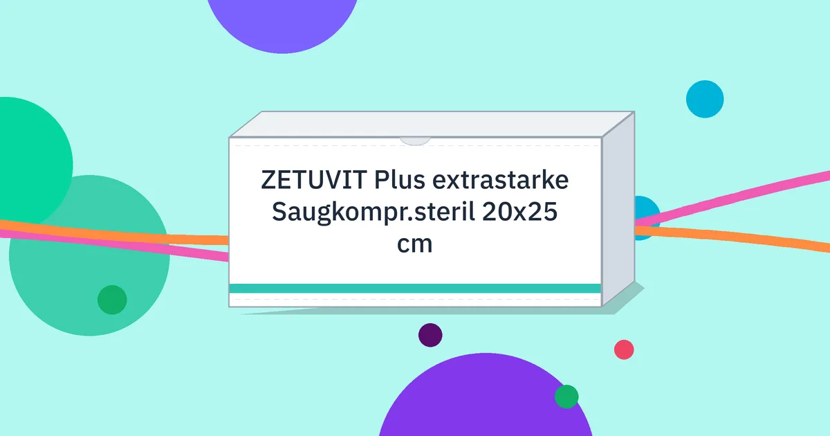 Symbolbild: Packung mit der Aufschrift ZETUVIT Plus extrastarke Saugkompr.steril 20x25 cm (PZN 20025686) – Verfügbarkeit und Bezug in Apotheken in Frankfurt am Main