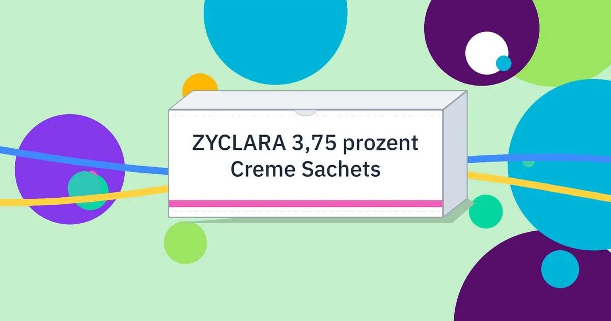 Symbolbild: Packung mit der Aufschrift ZYCLARA 3,75 prozent Creme Sachets (PZN 12309010) – Verfügbarkeit und Bezug in Apotheken in Frankfurt am Main