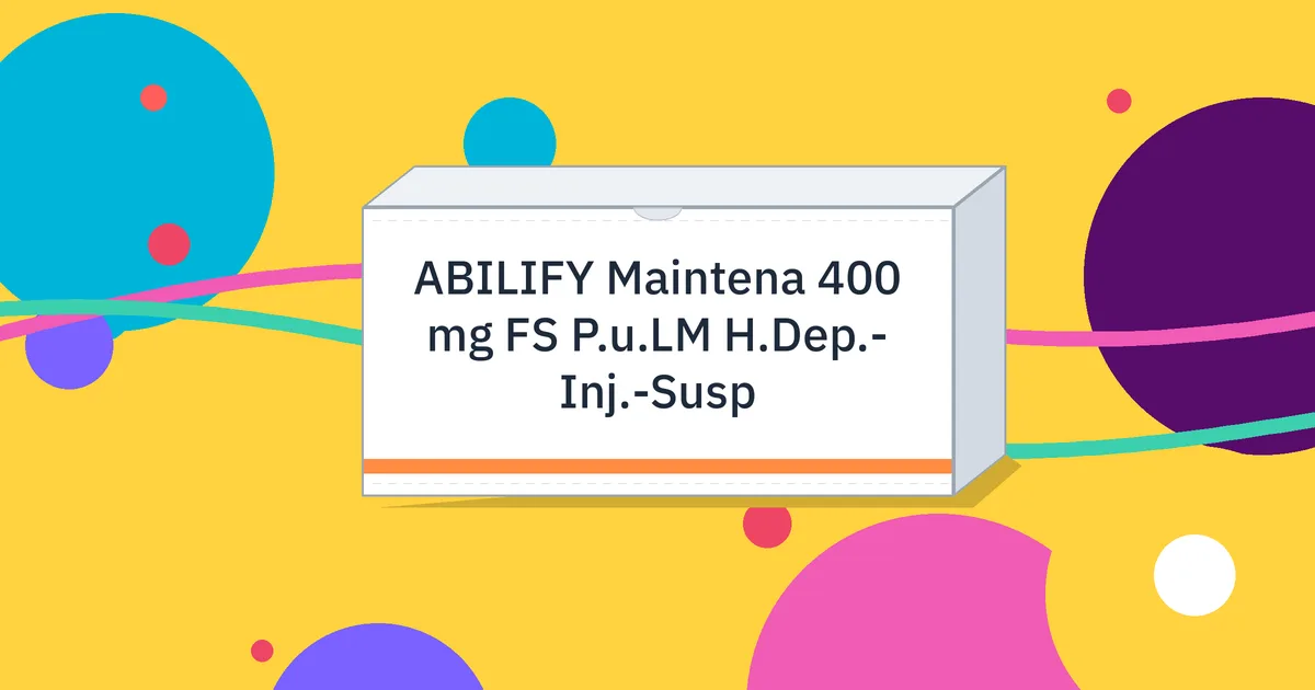 Symbolbild: Packung mit der Aufschrift ABILIFY Maintena 400 mg FS P.u.LM H.Dep.-Inj.-Susp (PZN 12405179) – Verfügbarkeit und Bezug in Apotheken in Frankfurt am Main