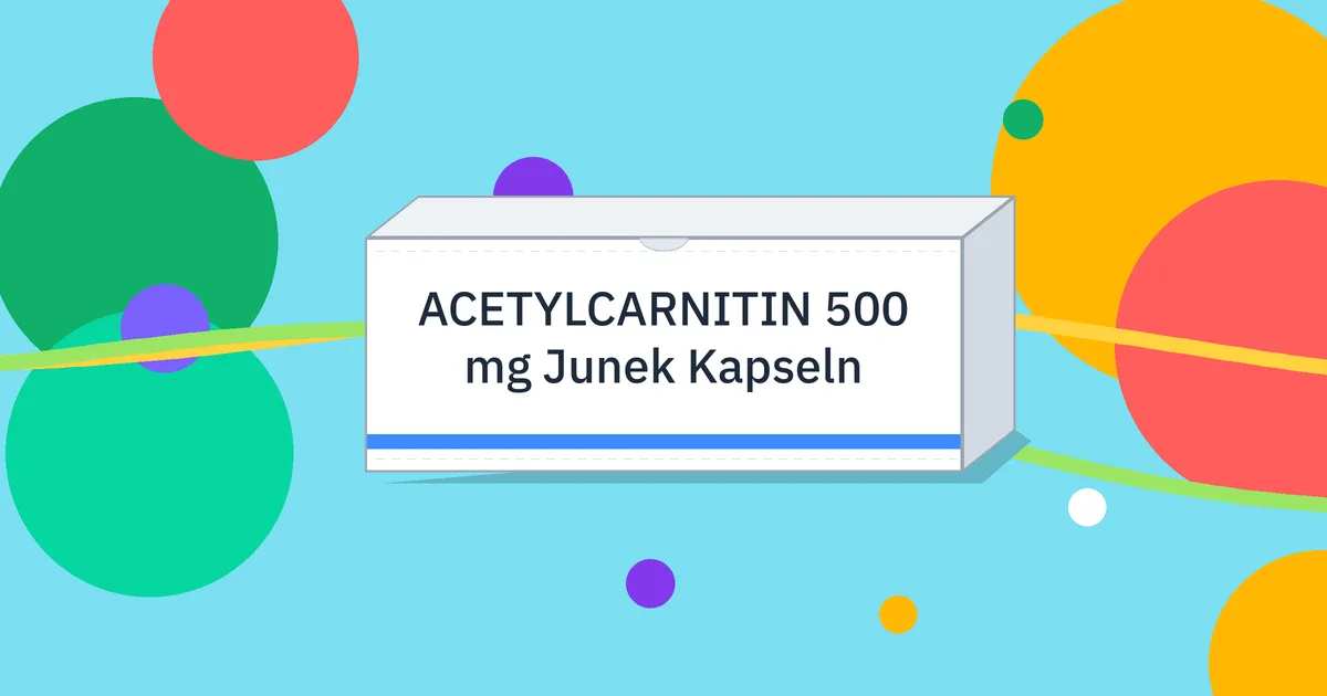Symbolbild: Packung mit der Aufschrift ACETYLCARNITIN 500 mg Junek Kapseln (PZN 00136461) – Verfügbarkeit und Bezug in Apotheken in Frankfurt am Main