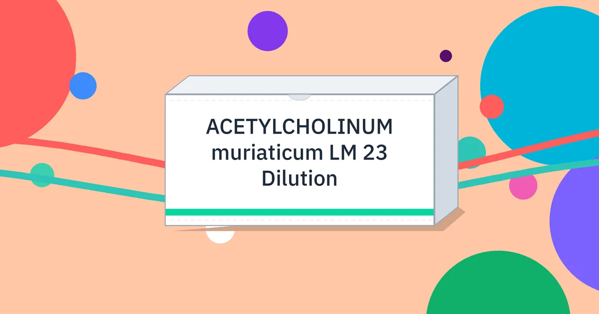 Symbolbild: Packung mit der Aufschrift ACETYLCHOLINUM muriaticum LM 23 Dilution (PZN 13266283) – Verfügbarkeit und Bezug in Apotheken in Frankfurt am Main