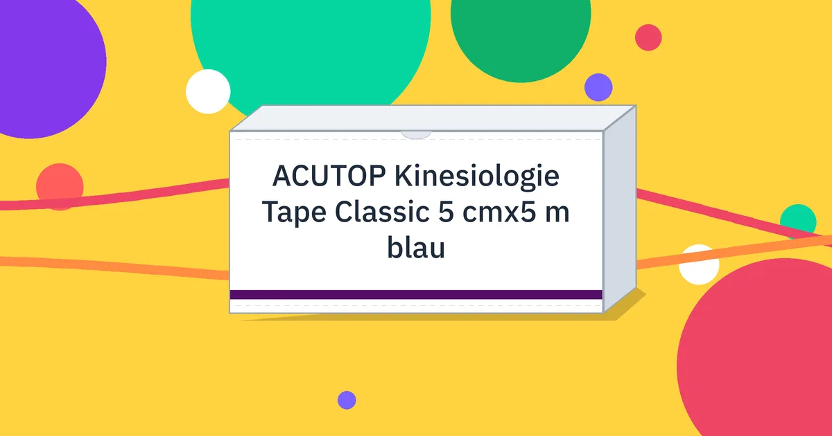 Symbolbild: Packung mit der Aufschrift ACUTOP Kinesiologie Tape Classic 5 cmx5 m blau (PZN 14180075) – Verfügbarkeit und Bezug in Apotheken in Frankfurt am Main