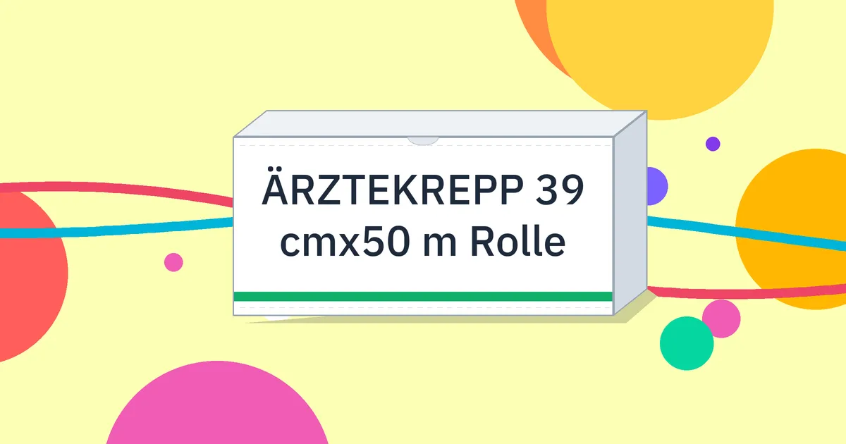 Symbolbild: Packung mit der Aufschrift ÄRZTEKREPP 39 cmx50 m Rolle (PZN 01646448) – Verfügbarkeit und Bezug in Apotheken in Frankfurt am Main
