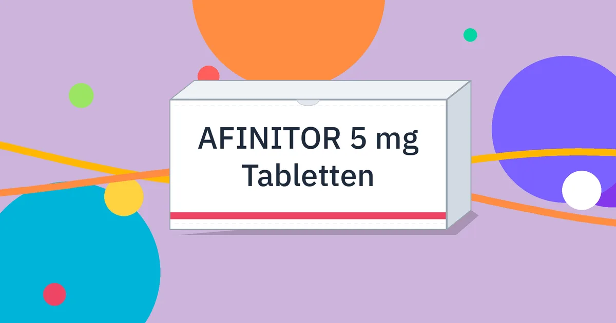 Symbolbild: Packung mit der Aufschrift AFINITOR 5 mg Tabletten (PZN 15293048) – Verfügbarkeit und Bezug in Apotheken in Frankfurt am Main